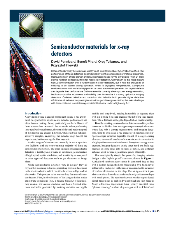 (PDF) Semiconductor materials for x-ray detectors