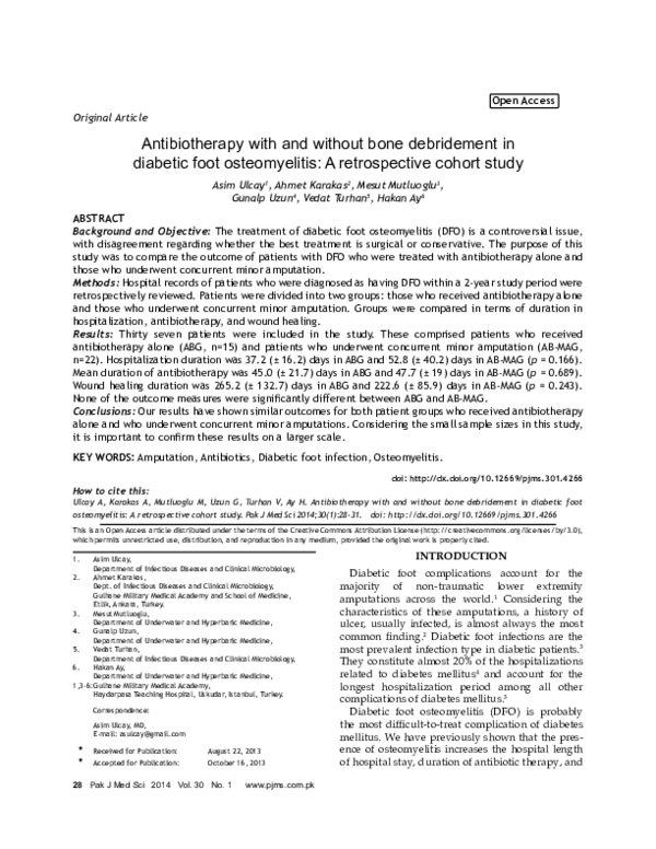 (PDF) Antibiotherapy vs Amputation in Diabetic Foot Osteomyelitis