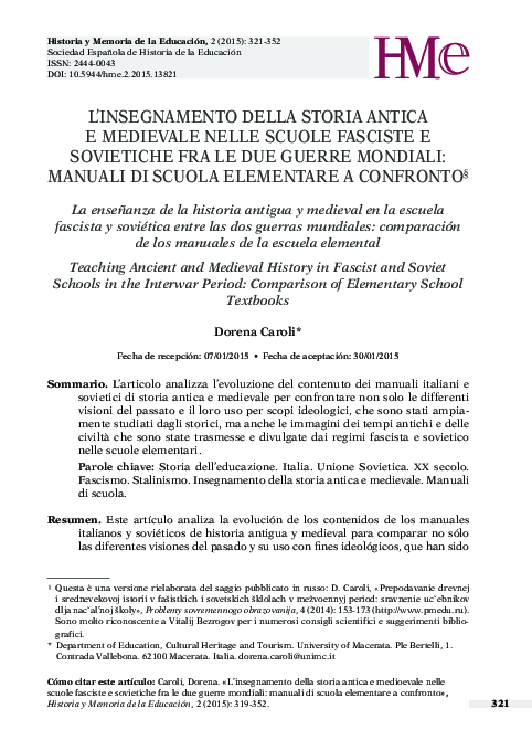 (PDF) Teaching Ancient and Medieval History in Fascist and Soviet ...