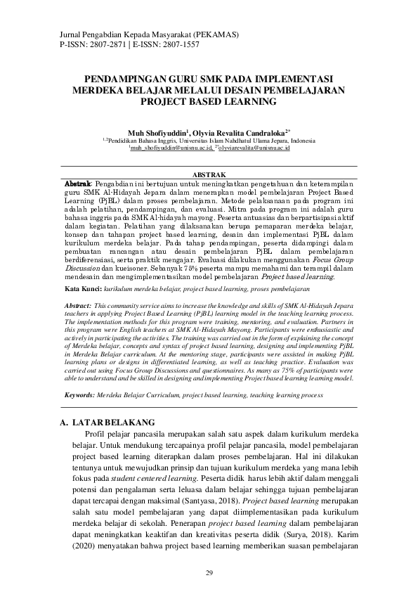 (PDF) Pendampingan Guru SMK Pada Implementasi Merdeka Belajar Melalui Desain Pembelajaran ...