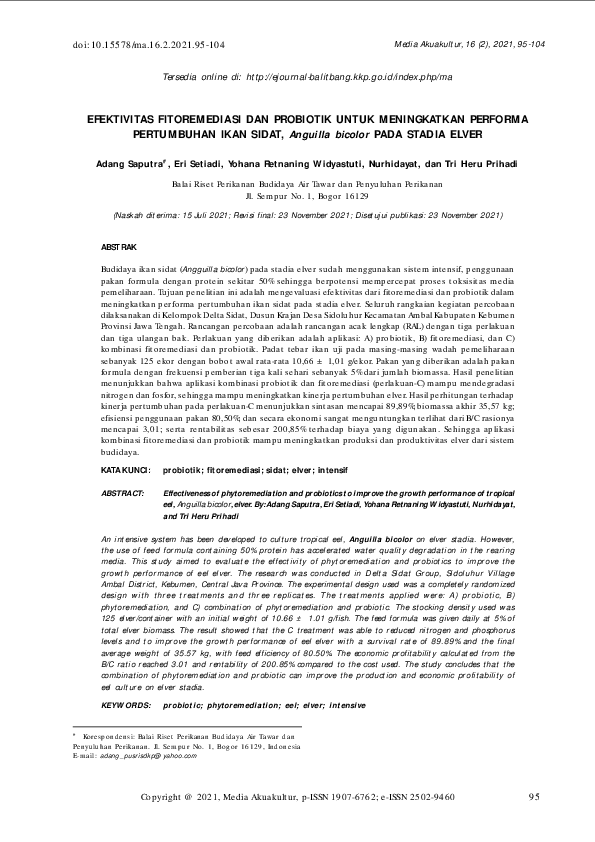 (PDF) EFEKTIVITAS FITOREMEDIASI DAN PROBIOTIK UNTUK MENINGKATKAN ...