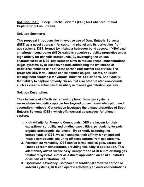 (PDF) Deep Eutectic Solvents (DES) for Enhanced Phenol Capture from Gas ...