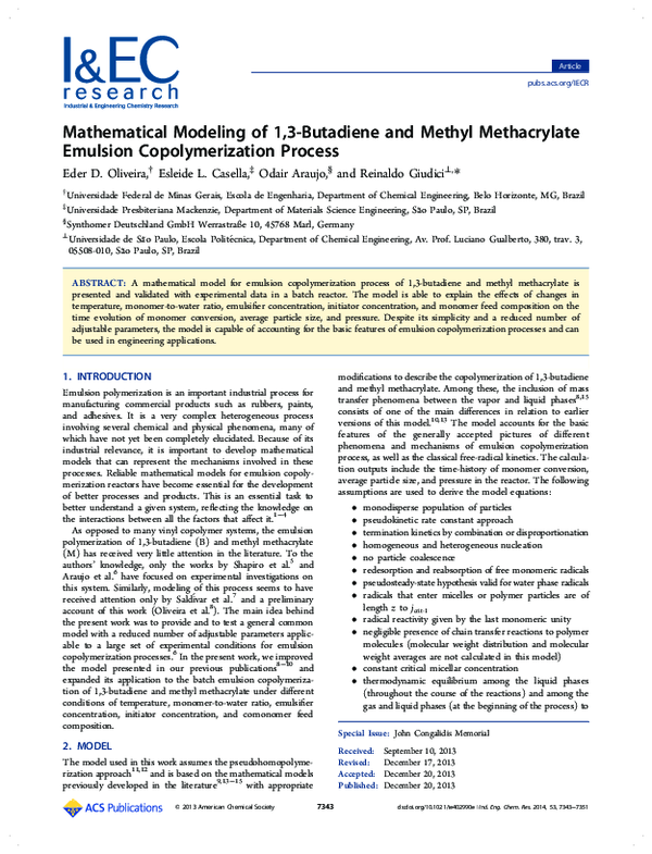 (PDF) Mathematical Modeling of 1,3-Butadiene and Methyl Methacrylate Emulsion Copolymerization ...