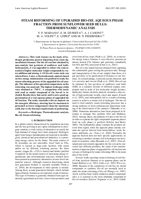 (PDF) Steam Reforming of Upgraded Bio-Oil Aqueous Phase Fraction from ...