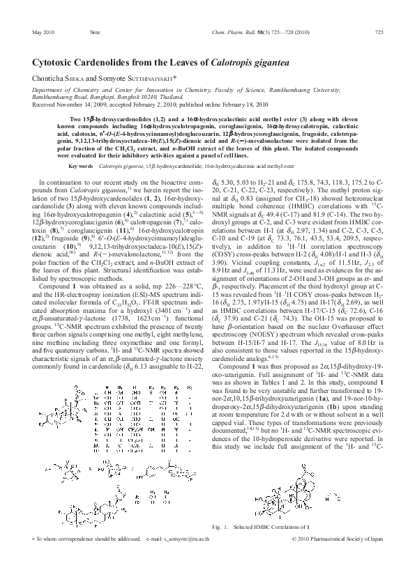 (PDF) Cytotoxic Cardenolides from the Leaves of Calotropis gigantea