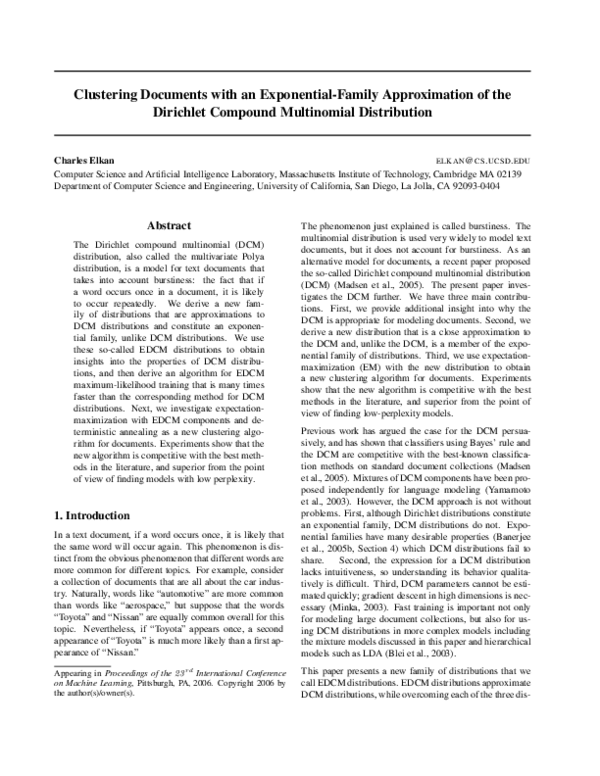 (PDF) Clustering documents with an exponential-family approximation of ...