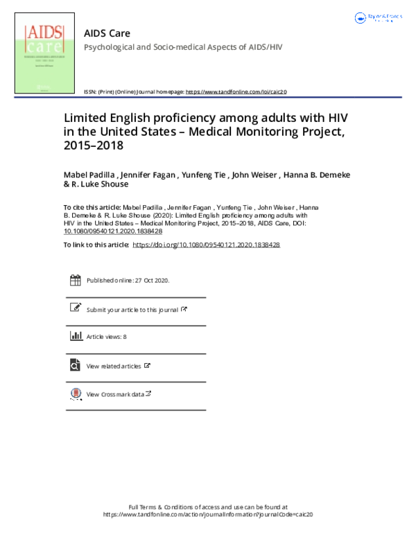 (PDF) Limited English proficiency among adults with HIV in the United ...