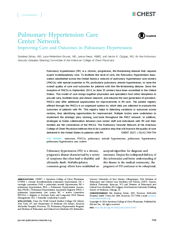(PDF) Pulmonary Hypertension Care Center Network | Leena Pawar ...