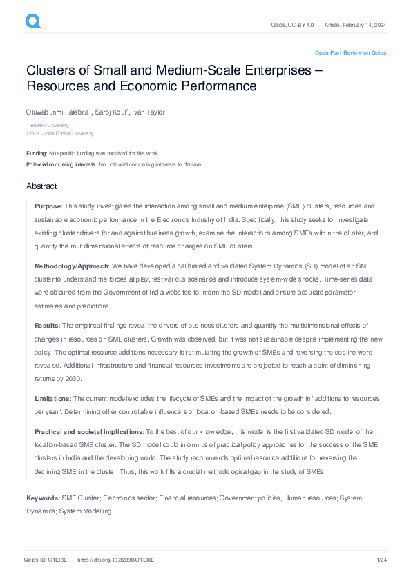 (PDF) Clusters of Small and Medium-Scale Enterprises – Resources and ...