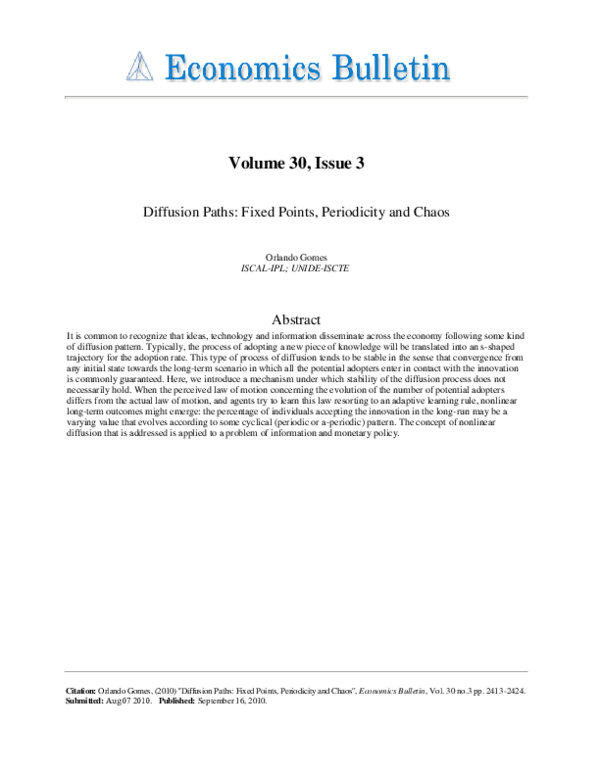 (PDF) Diffusion Paths: Fixed Points, Periodicity and Chaos