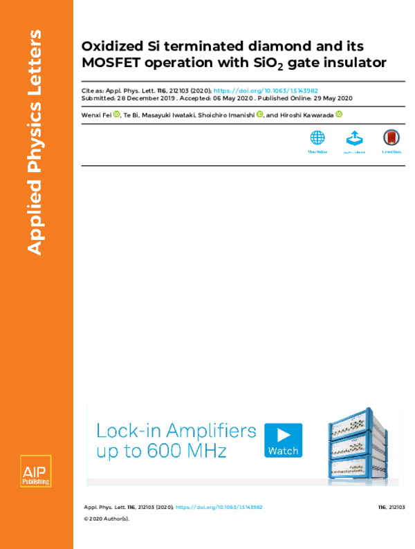 (PDF) Oxidized Si terminated diamond and its MOSFET operation with SiO2 ...