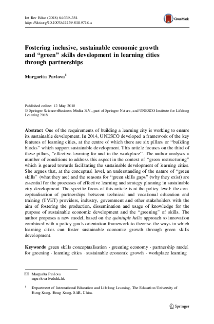 (PDF) Fostering inclusive, sustainable economic growth and “green ...