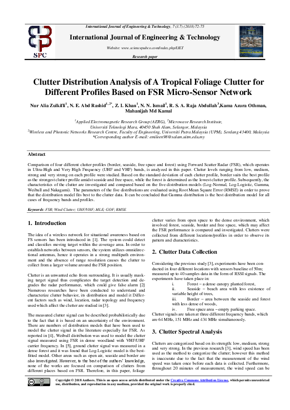 (PDF) Clutter Distribution Analysis of A Tropical Foliage Clutter for ...