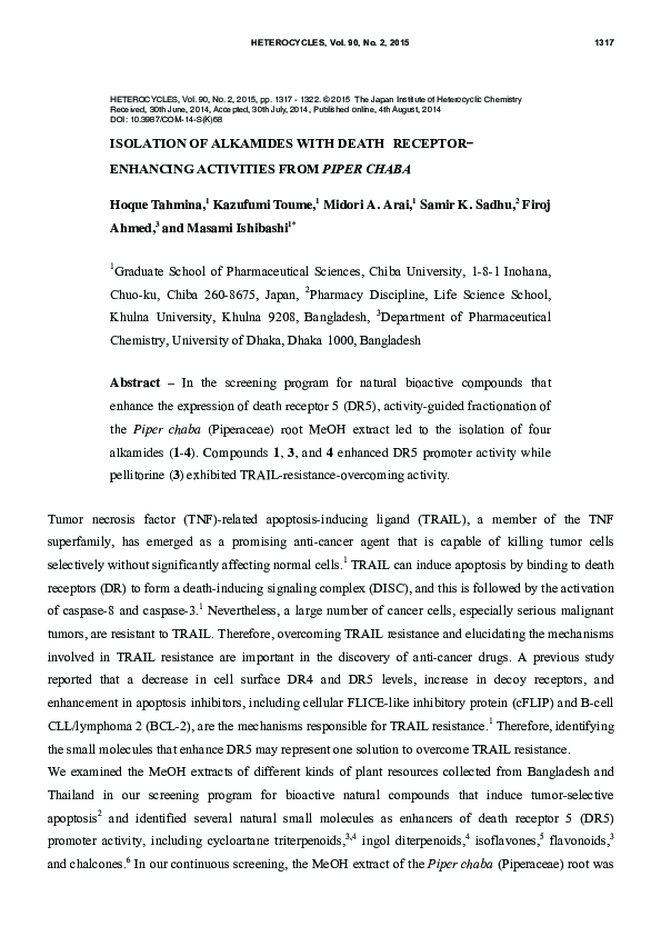 (PDF) Isolation of Alkamides with Death Receptor-Enhancing Activities ...