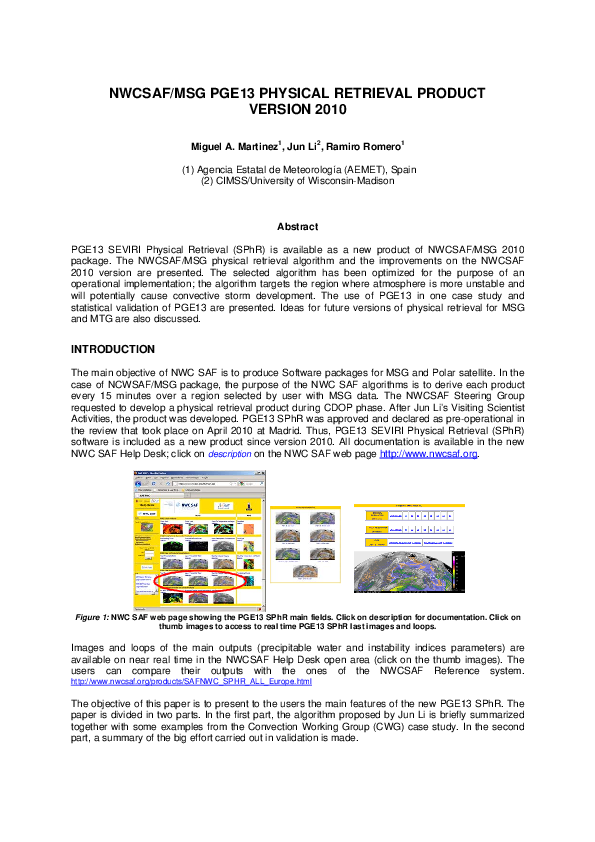 (PDF) NWCSAF/MSG PGE13 physical retrieval product version 2010 | LSI Ramiro Romero - Academia.edu