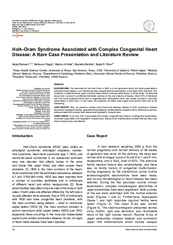 (PDF) Holt–Oram Syndrome Associated with Complex Congenital Heart Disease: A Rare Case ...