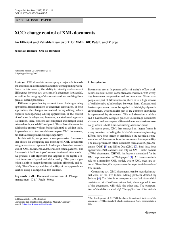(PDF) XCC: change control of XML documents: An Efficient and Reliable Framework for XML Diff ...