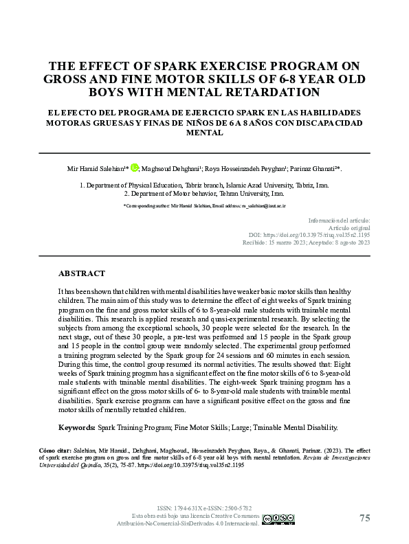 (PDF) The effect of spark exercise program on gross and fine motor ...