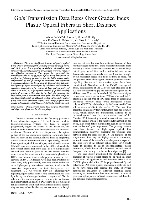 (PDF) Gb/s Transmission Data Rates Over Graded Index Plastic Optical ...