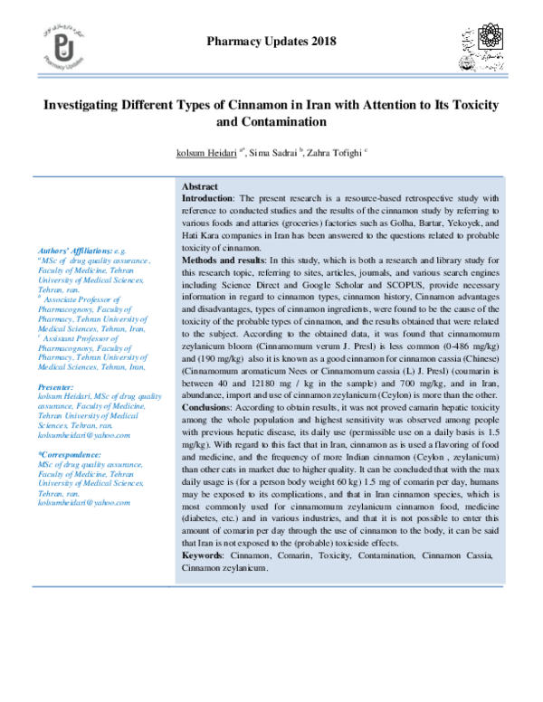 (PDF) Investigating Different Types of Cinnamon in Iran with Attention ...