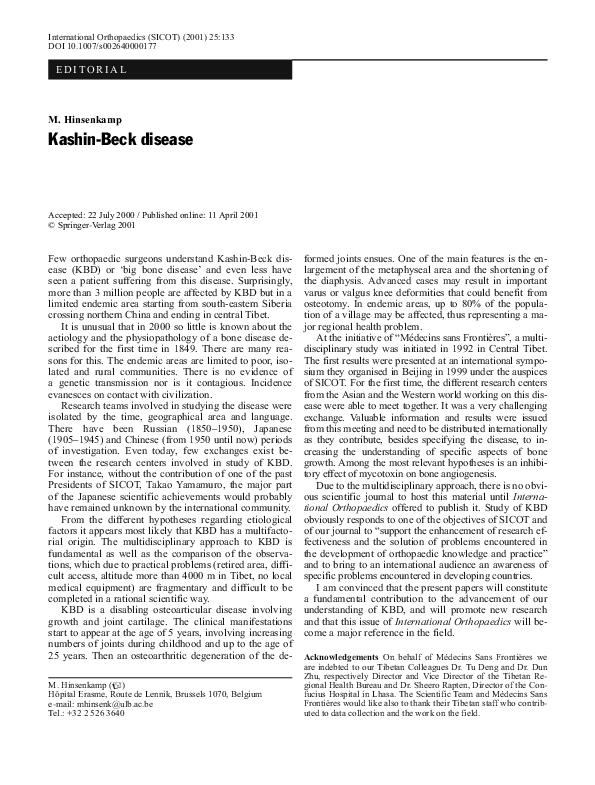 (PDF) Kashin-Beck disease