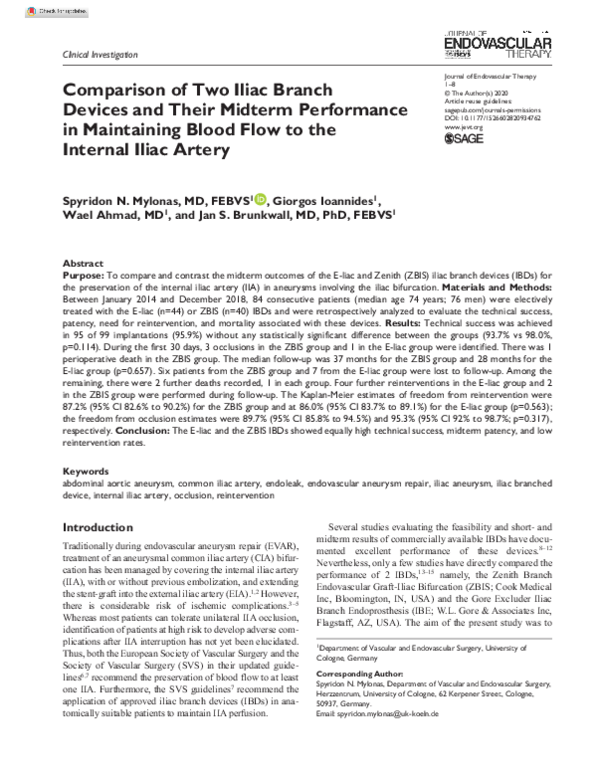 (PDF) Comparison of Two Iliac Branch Devices and Their Midterm ...