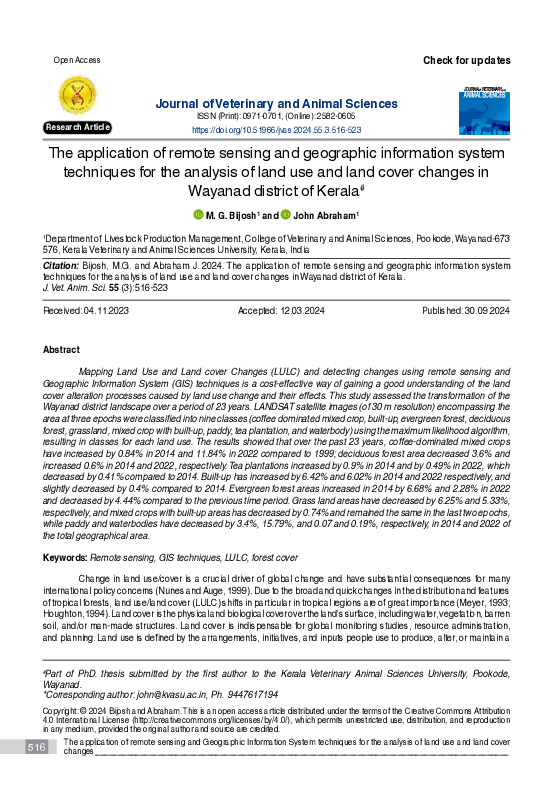 (PDF) The application of remote sensing and geographic information system techniques for the ...