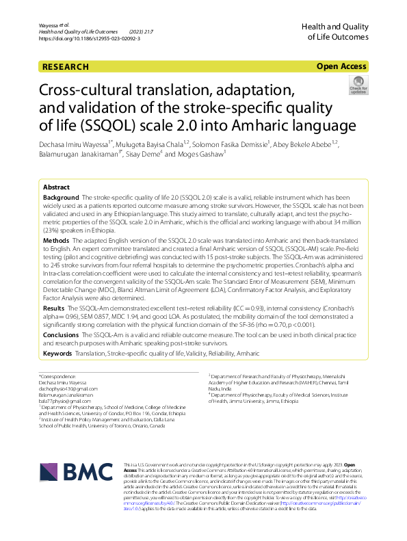 (PDF) Cross-cultural translation, adaptation, and validation of the stroke-specific quality of ...