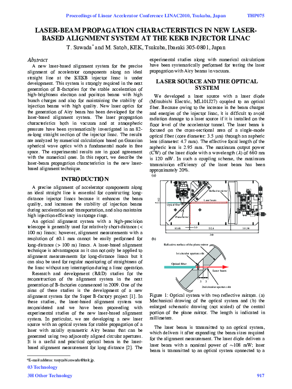 (PDF) Laser-Beam Propagation Characteristics in New Laser- Based Alignment System at the Kekb ...