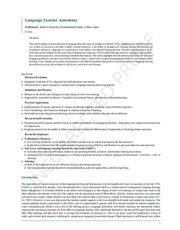 (PDF) Language Learner Autonomy