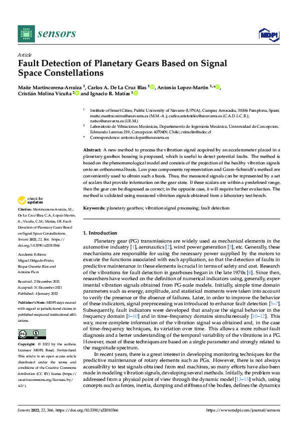 Pdf Fault Detection Of Planetary Gears Based On Signal Space
