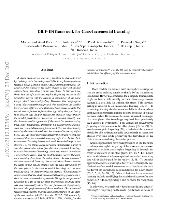 (PDF) DILF-EN framework for Class-Incremental Learning | Mohammed Abdul karim - Academia.edu