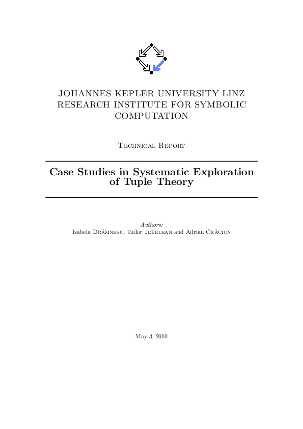 (PDF) Case Studies in Systematic Exploration of Tuple Theory}}