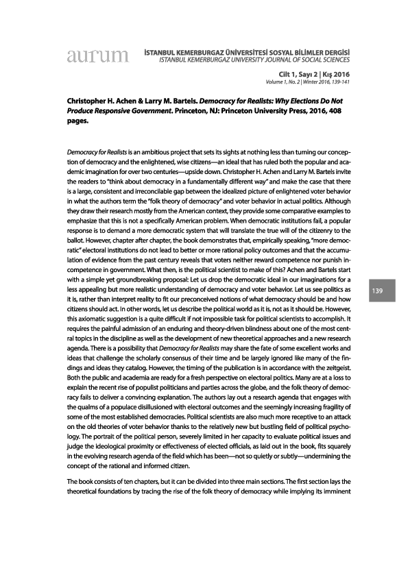 (PDF) Christopher H. Achen & Larry M. Bartels. Democracy for Realists ...