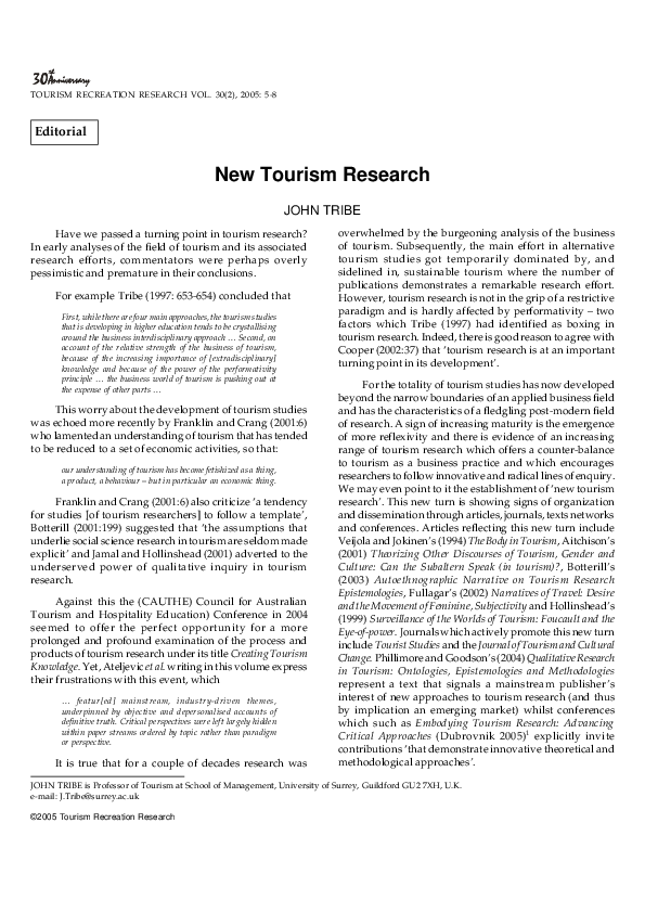 (PDF) New Tourism Research