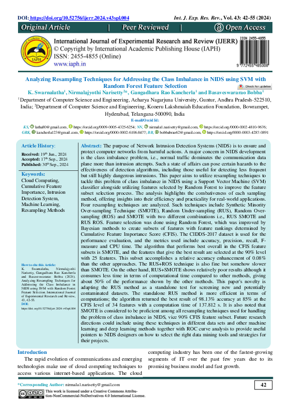 Pdf Analyzing Resampling Techniques For Addressing The Class Imbalance In Nids Using Svm With