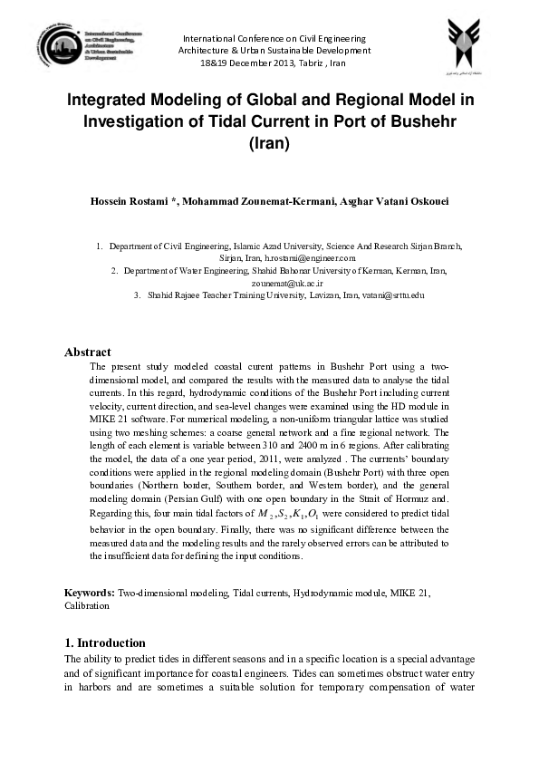 (PDF) Integrated Modeling of Global and Regional Model in Investigation of Tidal Current in Port ...