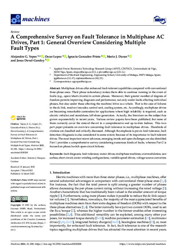 (PDF) A Comprehensive Survey on Fault Tolerance in Multiphase AC Drives, Part 1: General ...