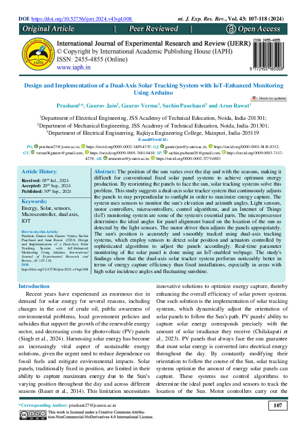 (PDF) Design and Implementation of a Dual-Axis Solar Tracking System with IoT-Enhanced ...