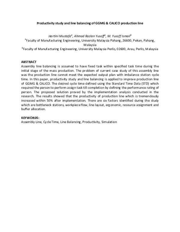 (PDF) Productivity Study and Line Balancing of GGMG & CALICO Production ...