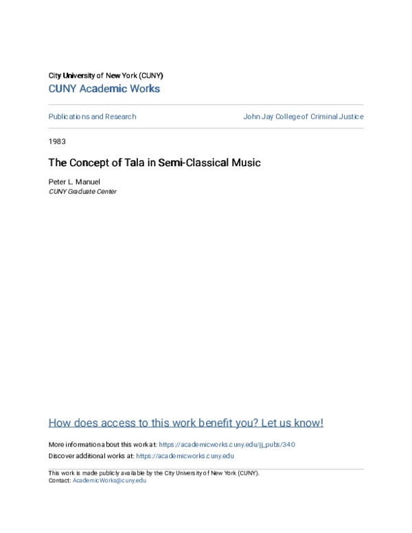 (PDF) The Concept of Tala in Semi-Classical Music