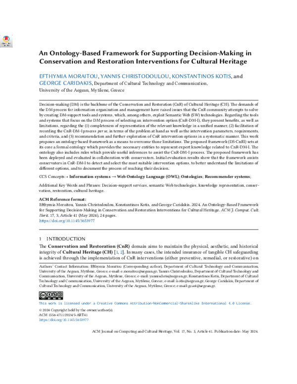 (PDF) An ontology-based framework for supporting decision making in conservation and restoration ...