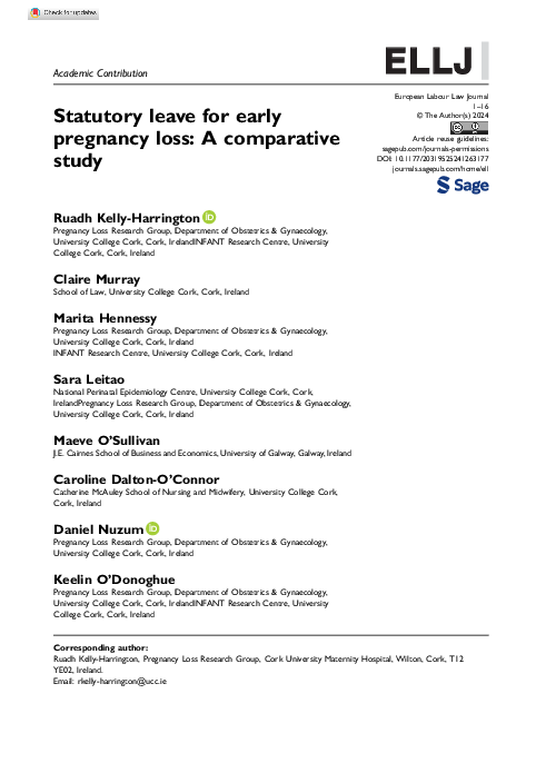 (PDF) Statutory leave for early pregnancy loss: A comparative study