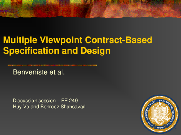 (PDF) Contract-Based Multi-Viewpoint System Design