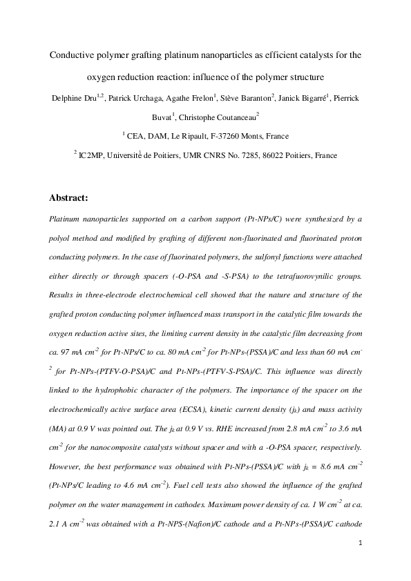 (PDF) Conductive Polymer Grafting Platinum Nanoparticles as Efficient ...