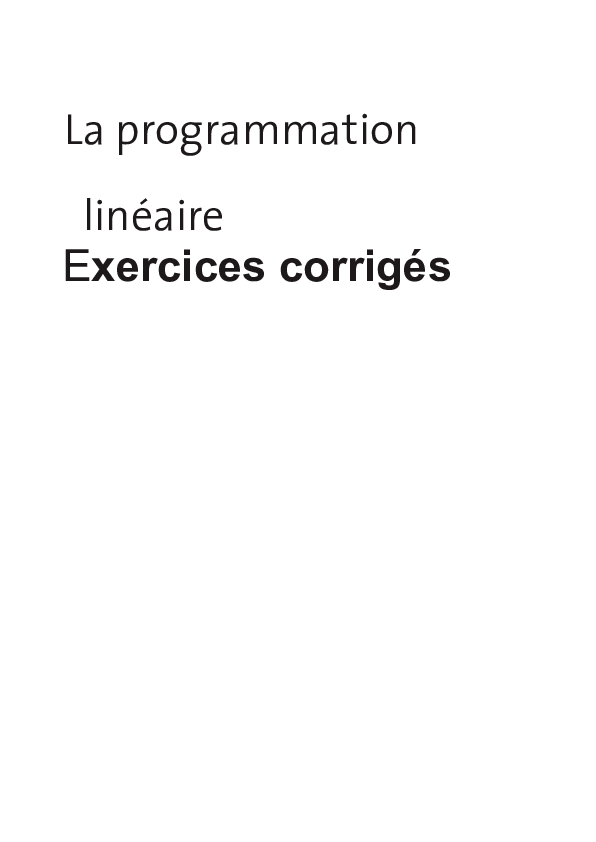 (PDF) La programmation lineaire EXERCICES CORRIGES