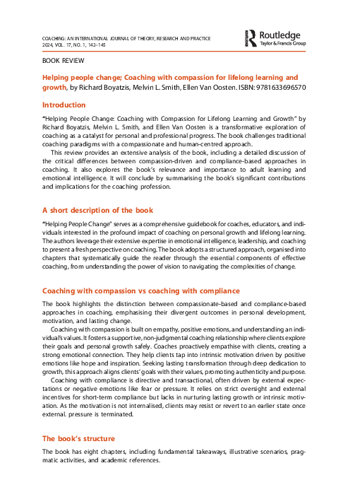 (PDF) Helping people change; Coaching with compassion for lifelong ...