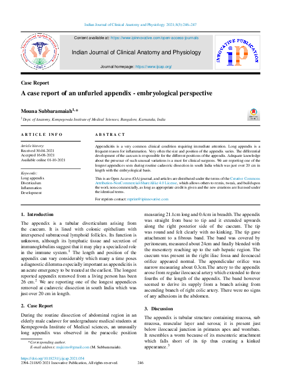 (PDF) A case report of an unfurled appendix - embryological perspective