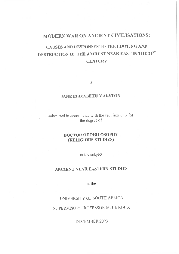 (PDF) Modern War on Ancient Civilisations Thesis | Jane Marston ...