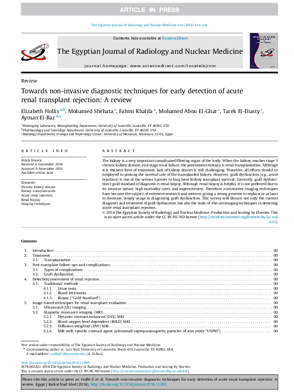 (PDF) Towards non-invasive diagnostic techniques for early detection of ...